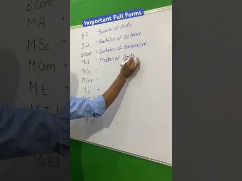 Full form of BA , B.Sc , B.com , MA ,M.Sc , B.Tech , B.Ed , M,.Ed ! #fullform #gk #shorts #ytshorts