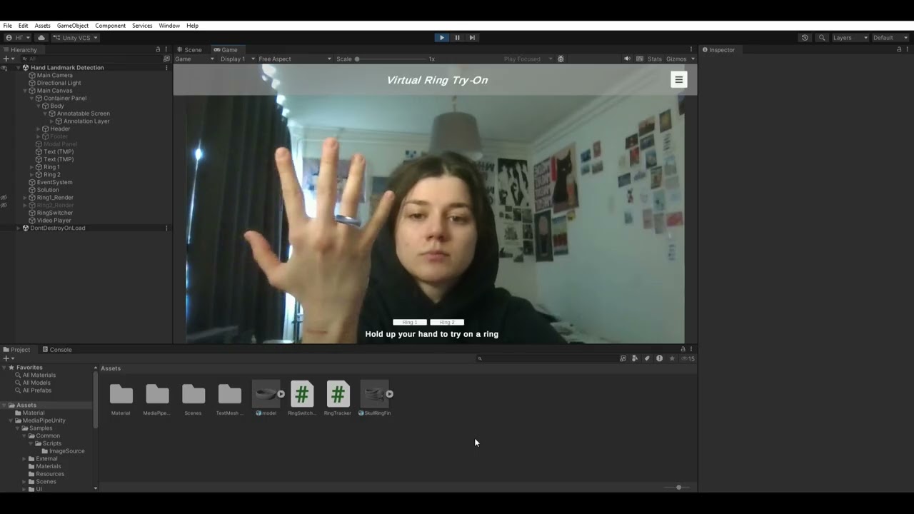 Virtual Ring Try-On - AR Jewellery Prototype | Unity + MediaPipe