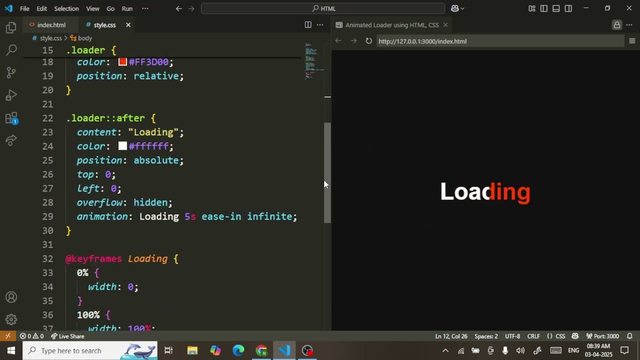 Create a Stunning Animated Loading Screen with CSS – No JavaScript Needed!