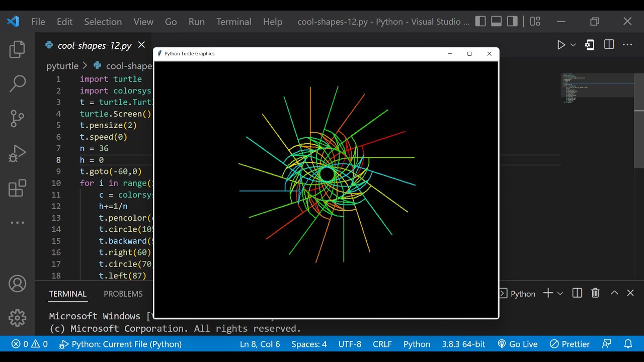 Python Turtle Graphics - 21 | Cool Shape Drawing | Python Turtle Coding Video | WhatsApp Status |