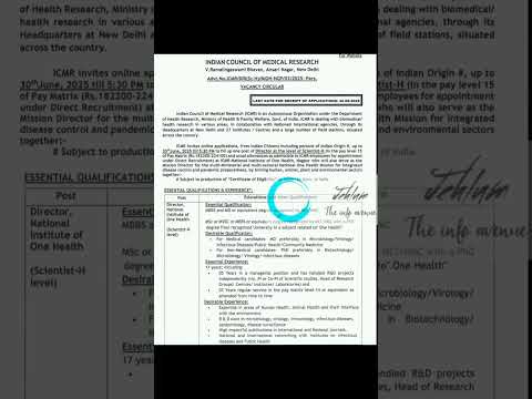 INDIAN COUNCIL OF MEDICAL RESEARCH NEW DELHI RECRUITMENT ADVT NOTIFICATION NO #ICMR