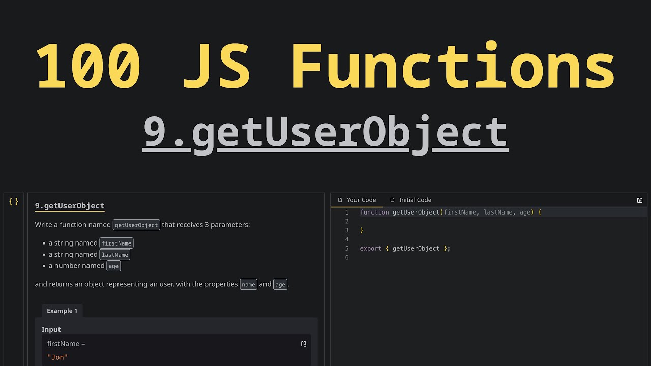 9. getUserObject | Solving 100 JS Functions