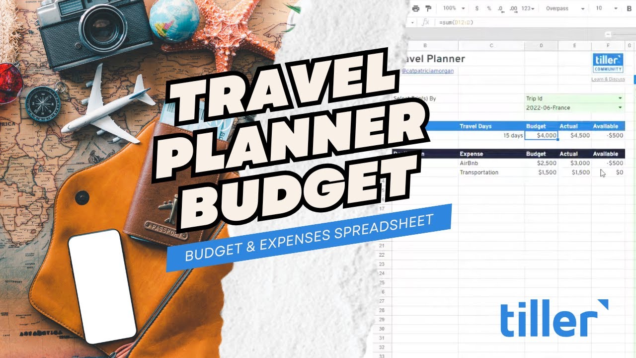 Travel planner budget and expenses spreadsheet