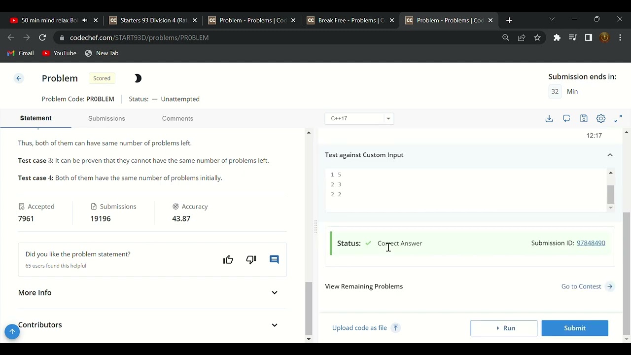 Problem  Problems  CodeChef  Solution