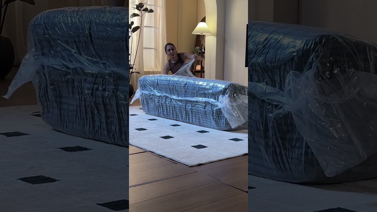 Here's an unboxing video of the couch, packaged via compression #home #sofa #furniture #unboxing