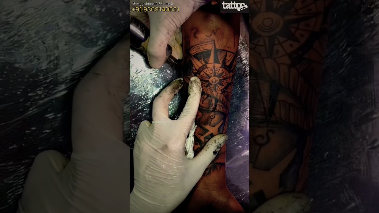 Compass tattoo for men | sir ka tattoo kaisa laga #compass#tattoo#creative