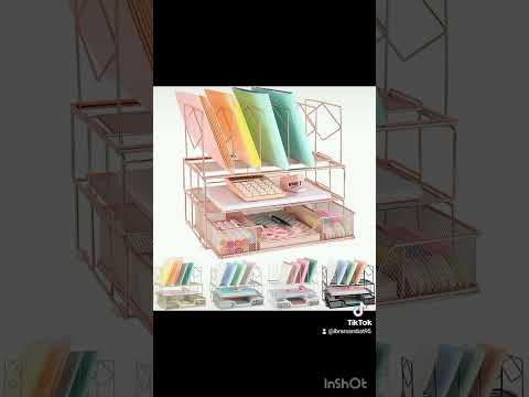 Youbetia Rose Gold Desk organizer, Desk Organizers and Desk Accessories with File Sorters.