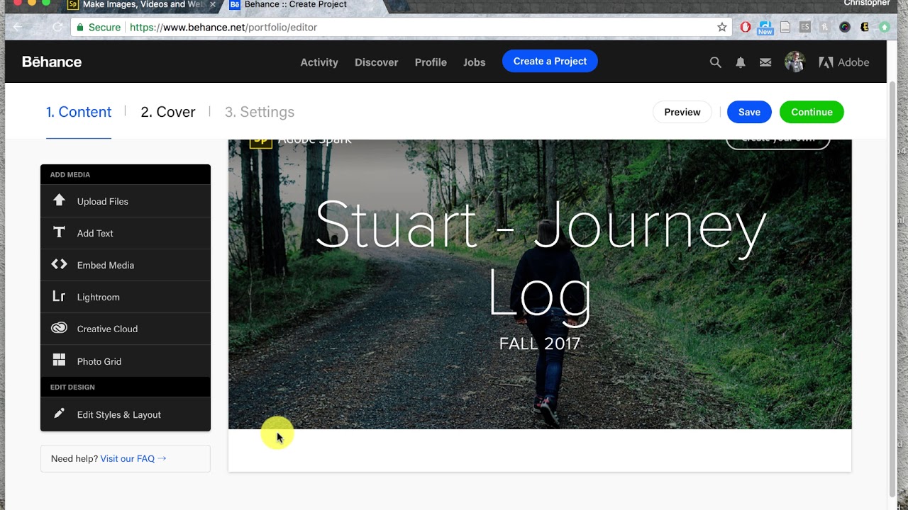 Uploading Spark to Behance