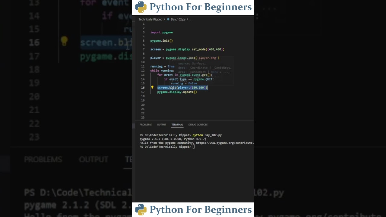 Adding Images/Sprites To Pygame | Python For Beginners