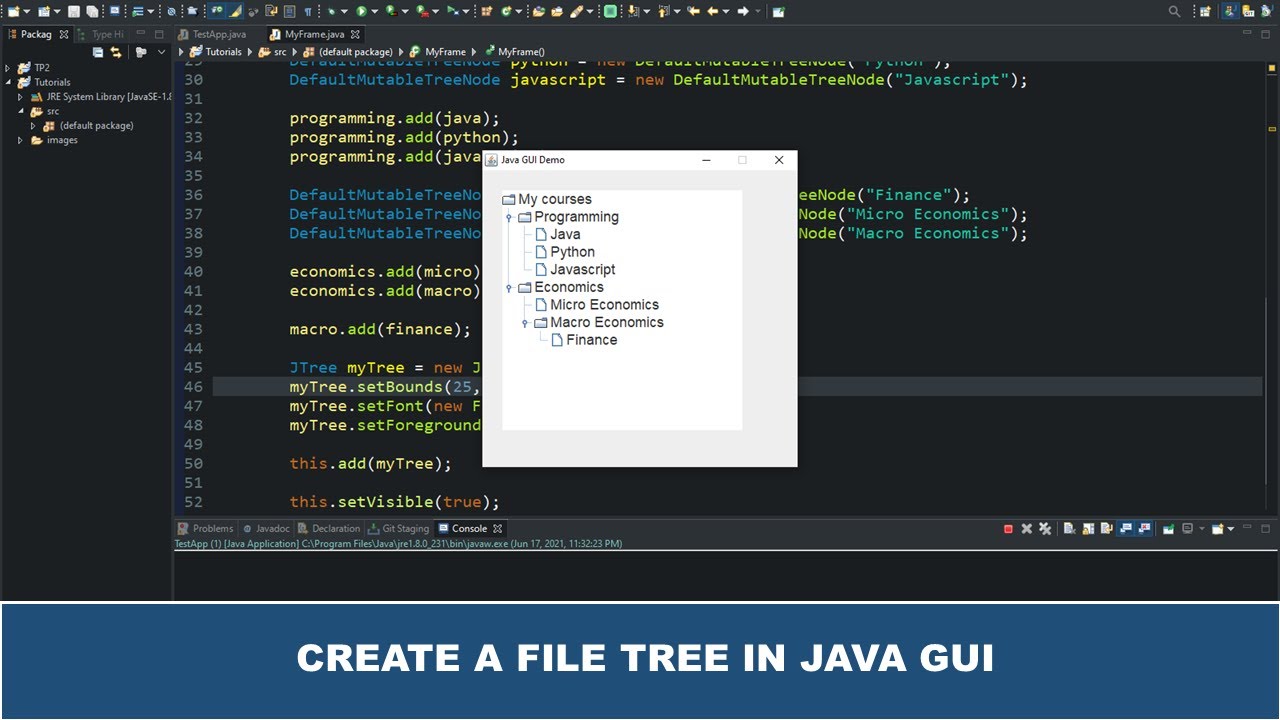 Java GUI Tutorial #53 - Creating A Tree In Java GUI Using JTree Class