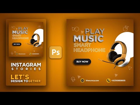 Ecommerce Product Banner | Social Media Post Design in Photoshop | Wireless Headphone banner design