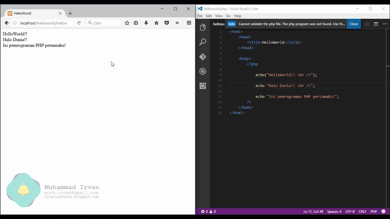 Belajar PHP - Membuat HelloWorld