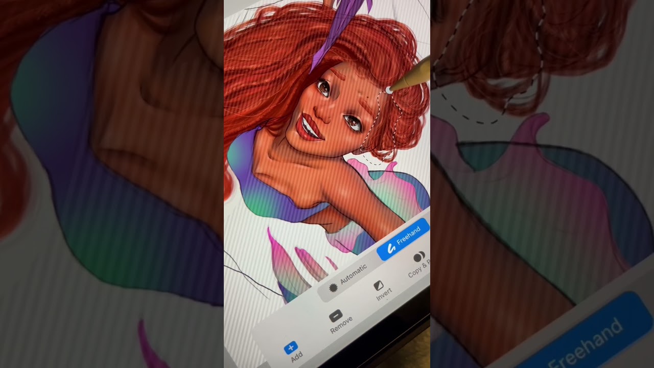 Turning 1989 Ariel into 2023 Ariel | digital art process #digitalart #thelittlemermaid2023