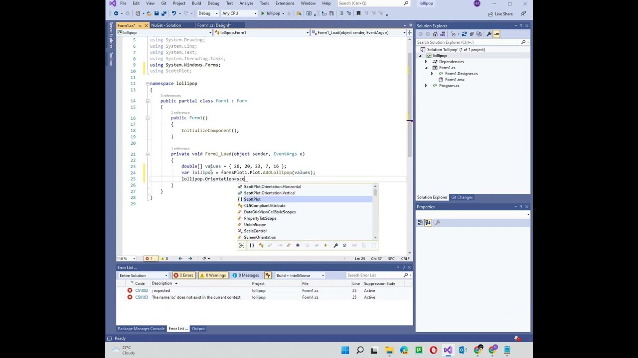 Lollipop Chart in C# using Scottplot
