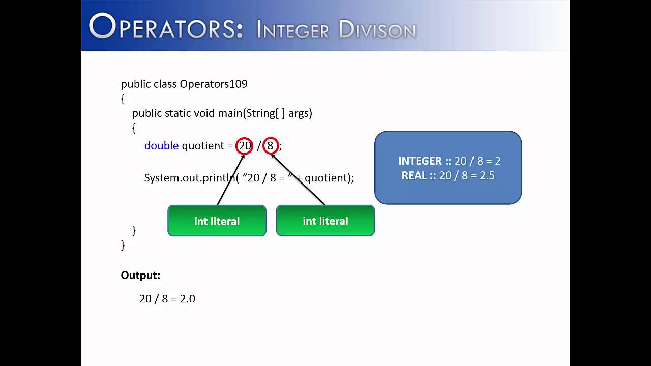 Operators Part 9: Integer Division (Java)