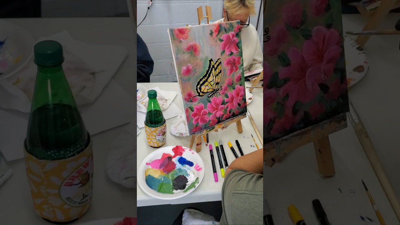 Happy Painting Together!  this class at the Townsend Artisan Gallery was fun! #paintingworkshop
