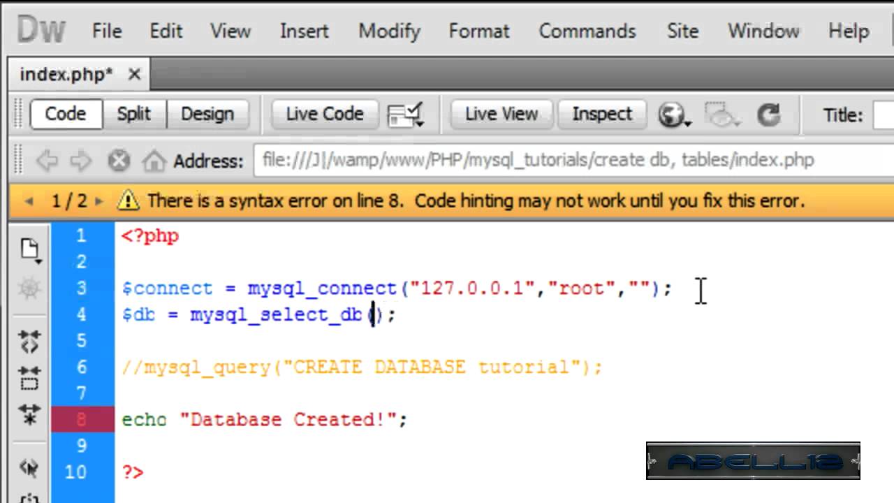 PHP: Creating a database, tables & Inputting data using PHP