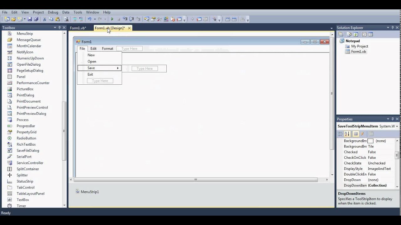 How to make a notepad in visual basic 2010