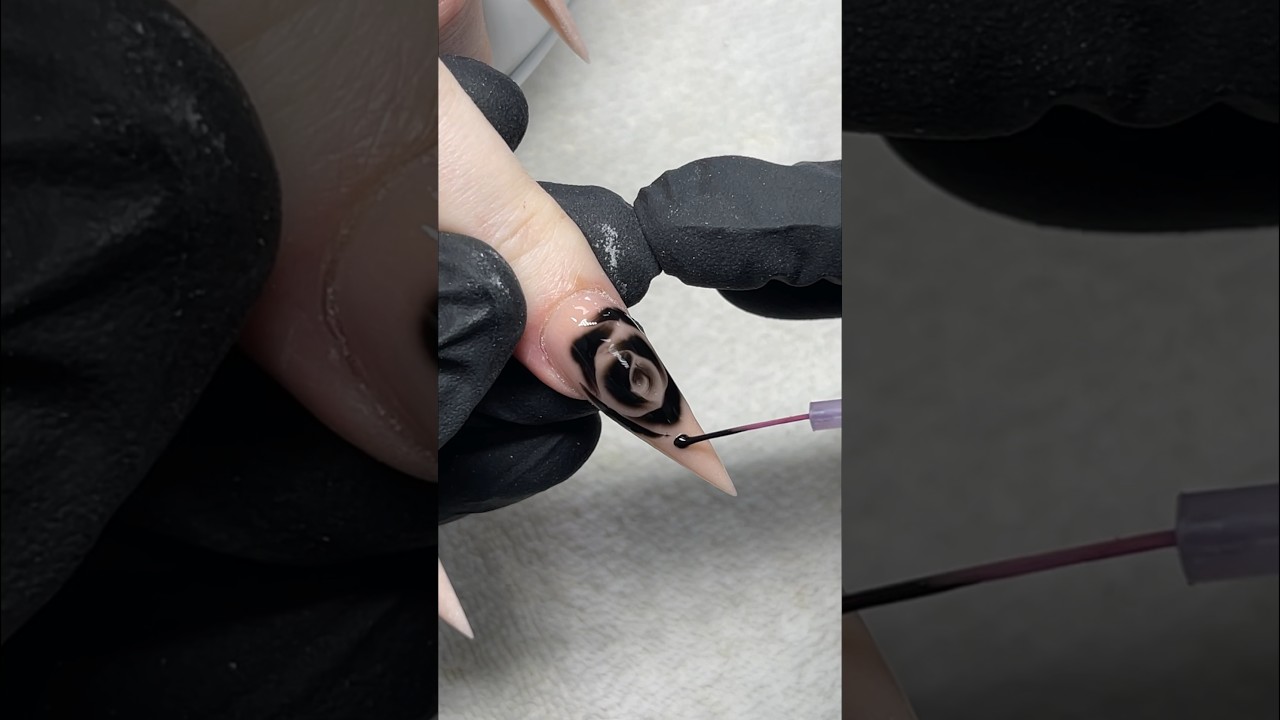 Black rose nail 🖤💅 #naildesign #nailtutorial #nailart #nails