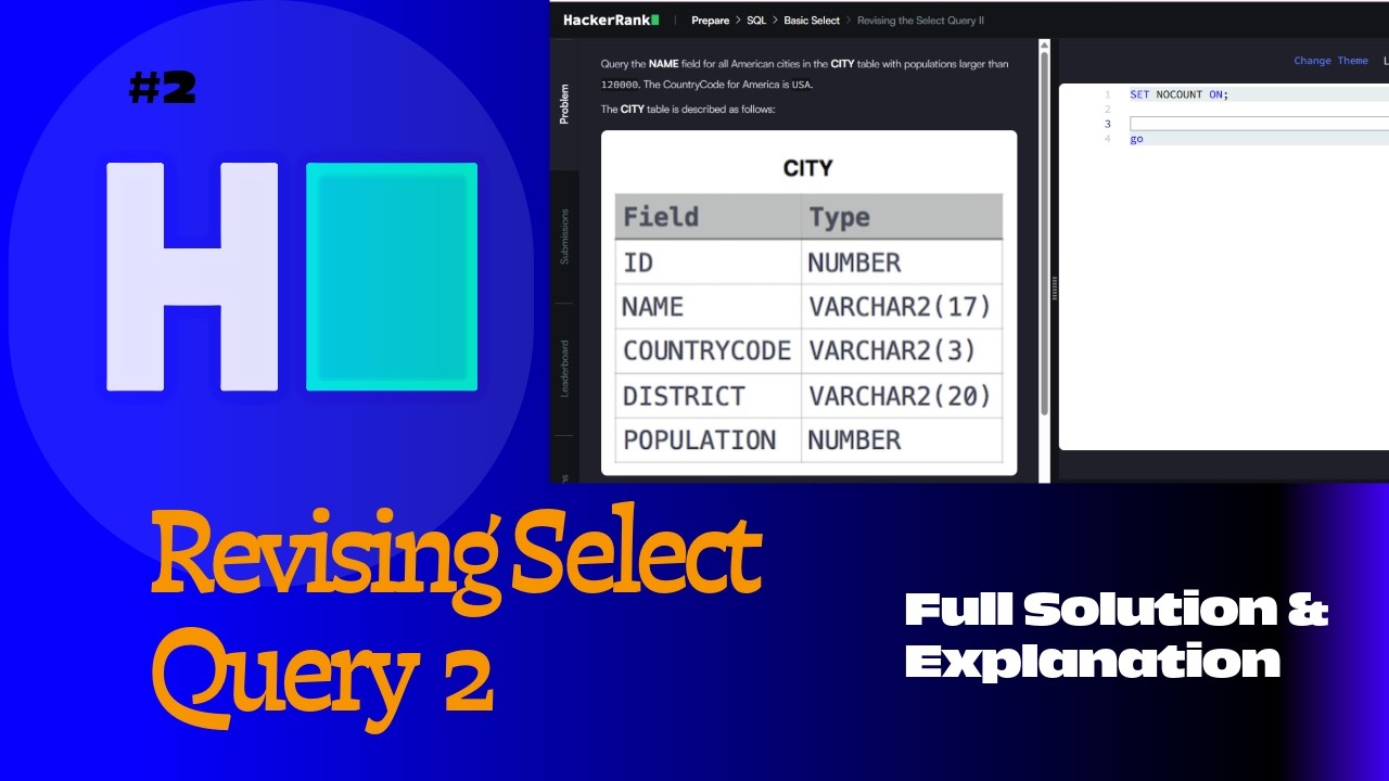 HackerRank SQL Series #2 | SQL Queries Practice Explained Step-by-Step (Beginner Friendly)