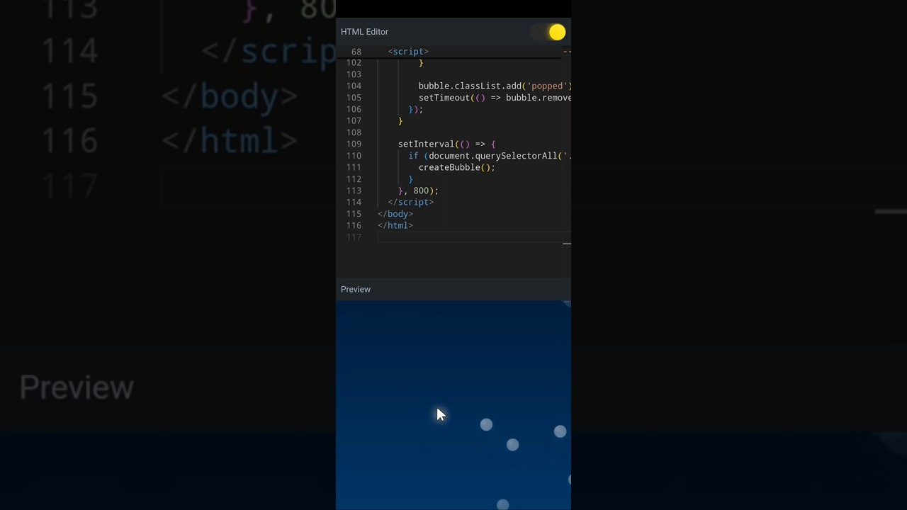 🫧 Bubbles Animation in HTML CSS JS 💥 #coding #programming #animation