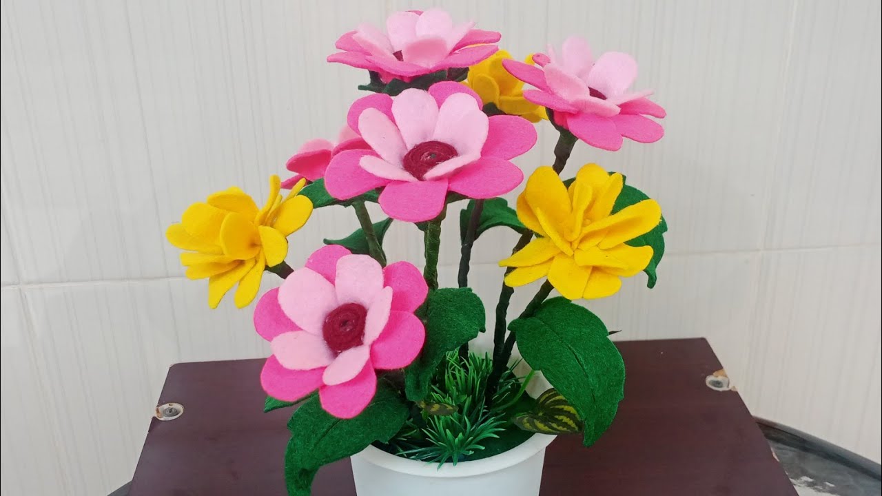 Cara membuat bunga flanel cantik | Felt Flowers Tutorial