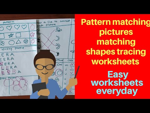 Worksheets for preschoolers, nursery kids | Pattern and pictures matching worksheets|shapes tracing