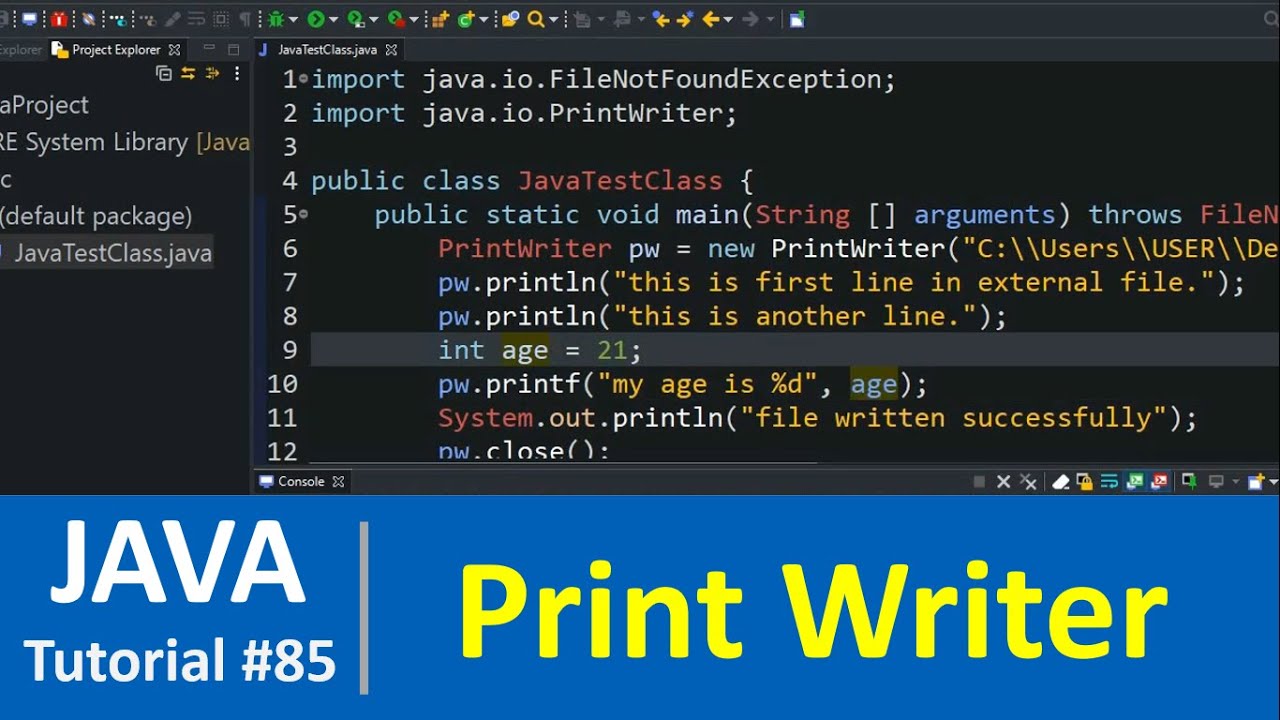 Java Tutorial #85 - Java PrintWriter Class with Examples