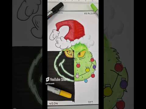 The Grinch in 4 Art Styles! #art #christmas #shorts