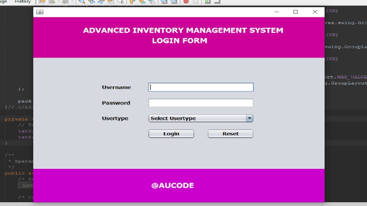 Advanced Inventory Management System JAVA & MySQL -  PART 1 ( Login Form Design)