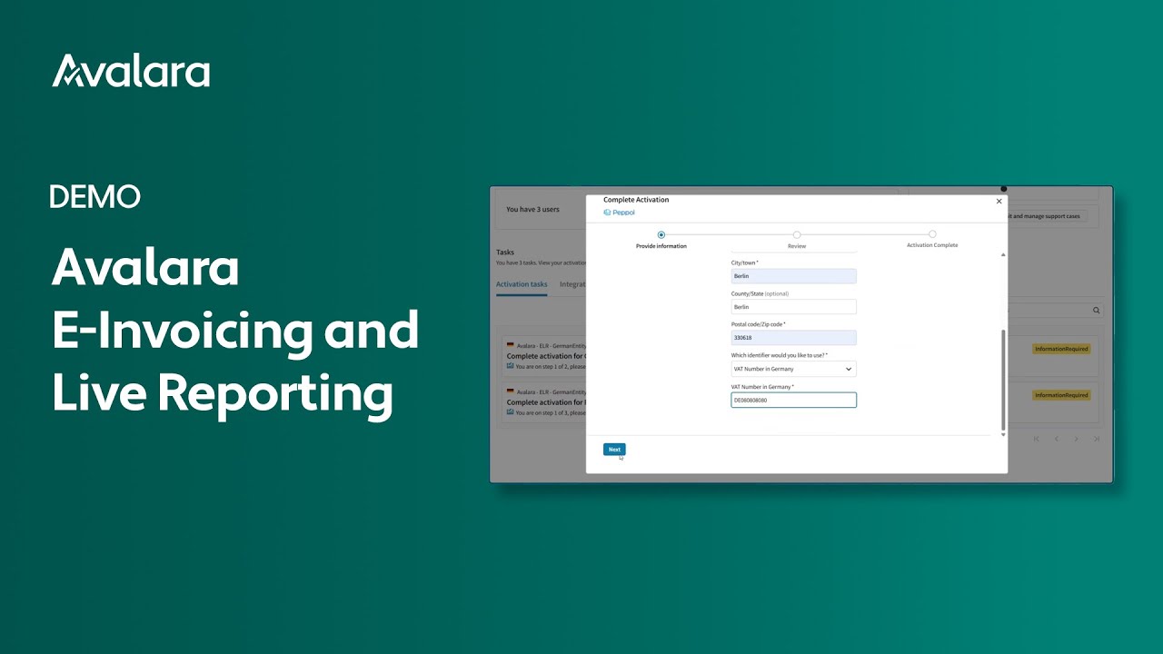 Avalara E-Invoicing and Live Reporting Demo