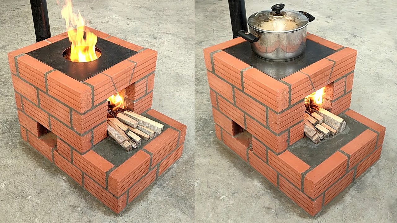 How to build a smokeless wood stove from red bricks, simple but beautiful