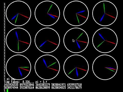 Ruby816 BCPL Demo - Calculate Pi and run 12 clocks