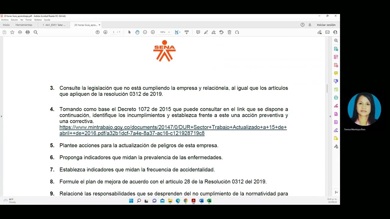 Instrucciones Actividades Curso Actualización SG SST   SENA - Contacto WhatsApp 3171215066