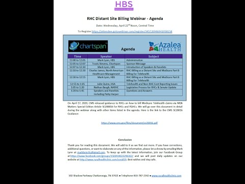 Medicare Telehealth Update for Rural Health Clinics - How to Bill Medicare RHC Telehealth Claims