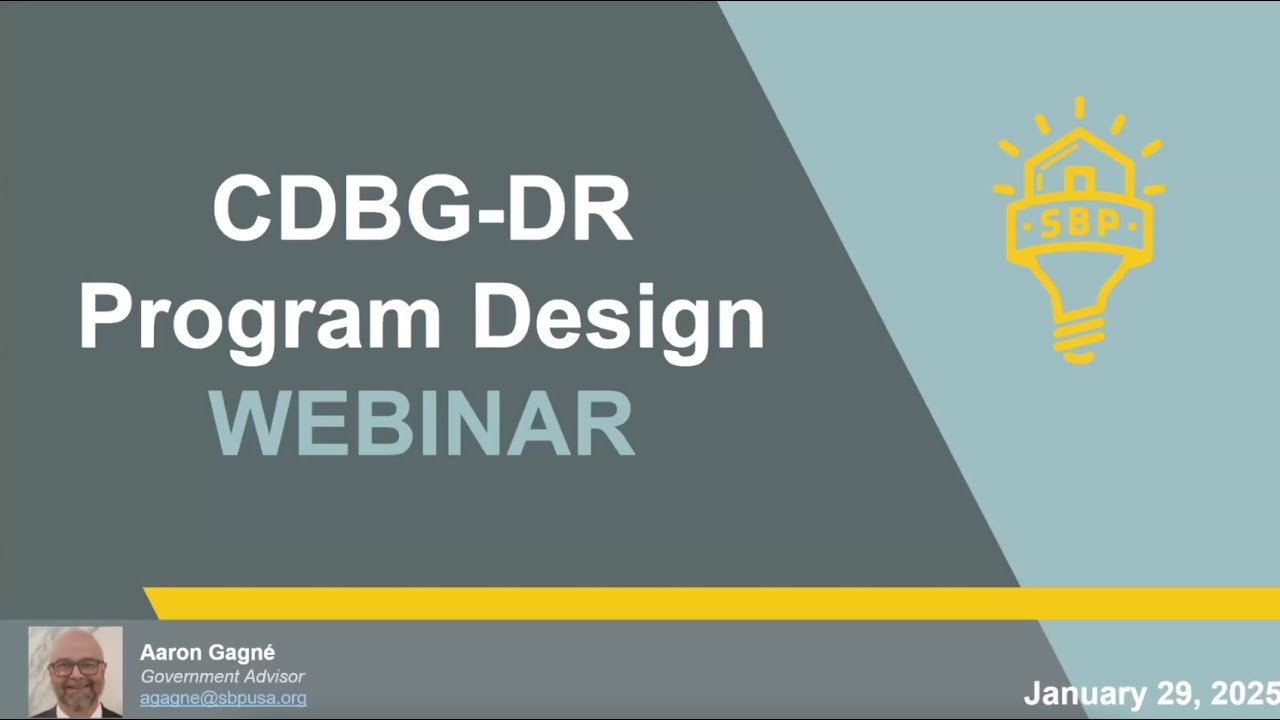 Designing Effective CDBG-DR Programs Webinar