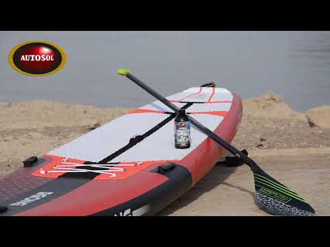 Autosol® Marine Inflatable Boat & Fender Cleaner on an inflatable Standup Paddle Board