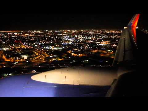 Southwest Airlines night landing in John Wayne-Orange County airport (SNA)