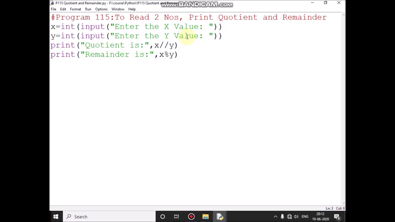 Write a Python Program to read two numbers and  print Quotient and Remainder?