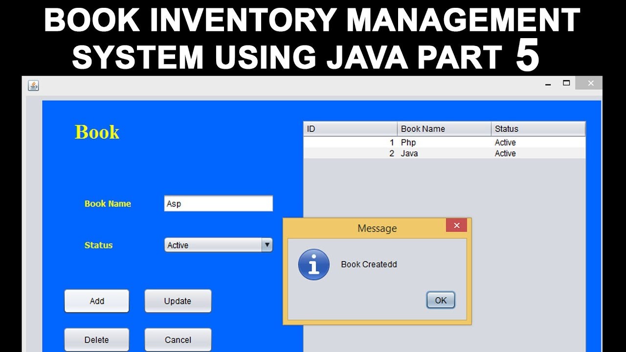 Book inventory management System Using Java Part 5