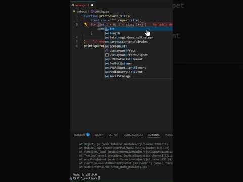 Square Pattern in JavaScript with just a few lines of code! πβ¨ #javascript #coding #shorts #comedy