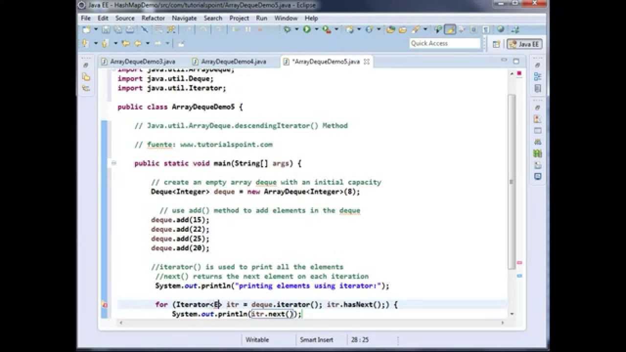 Java util ArrayDeque descendingIterator Method