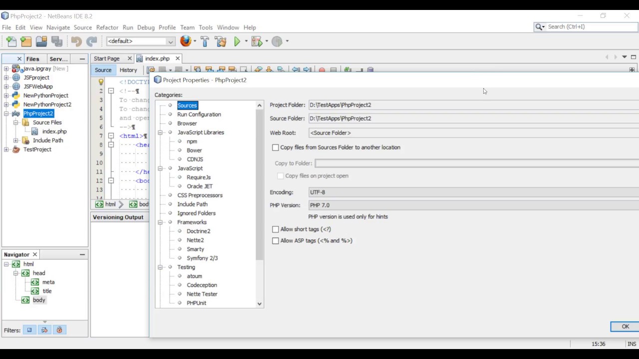 IPGRAY  PHP   How to create a PHP project in netbeans