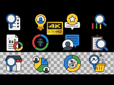 25 animated Market Research Icons | transparent background, alpha channel