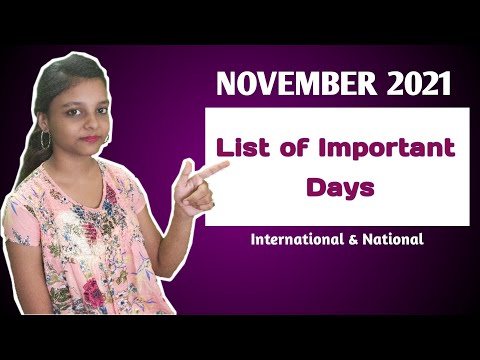 November 2021: Full List of important National and International Days |Special days in November 2021