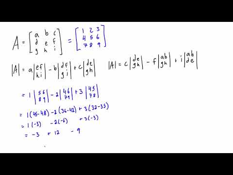 Find the determinant of a 3x3 matrix using cofactor expansion