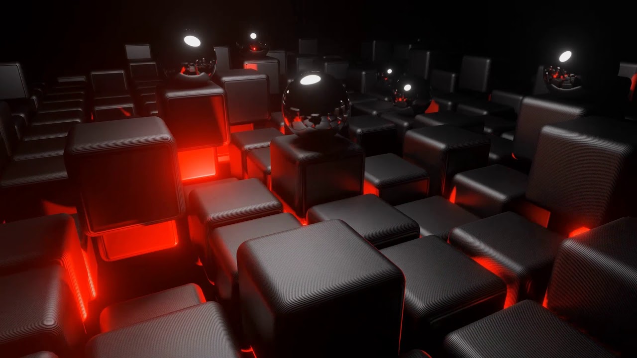 Abstract 3D Cubes & Spheres Red Lighting - Free HD Background, Wallpaper
