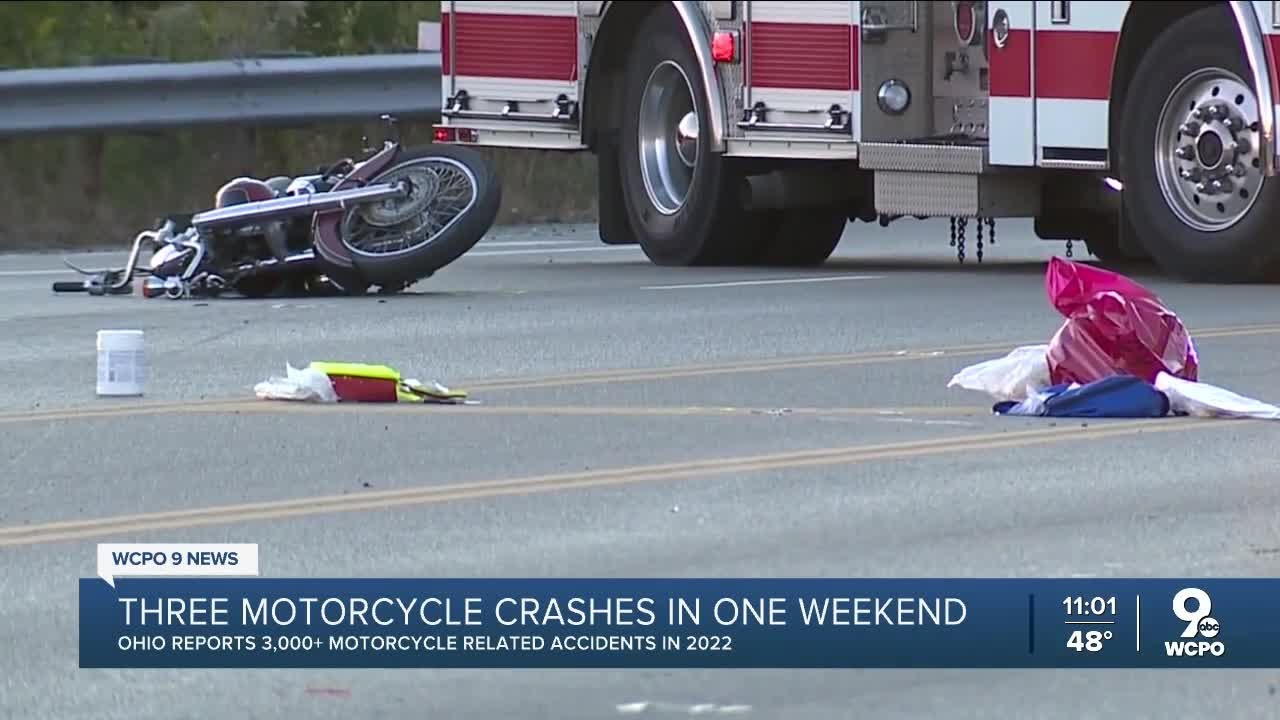 Three motorcycle crashes in one weekend