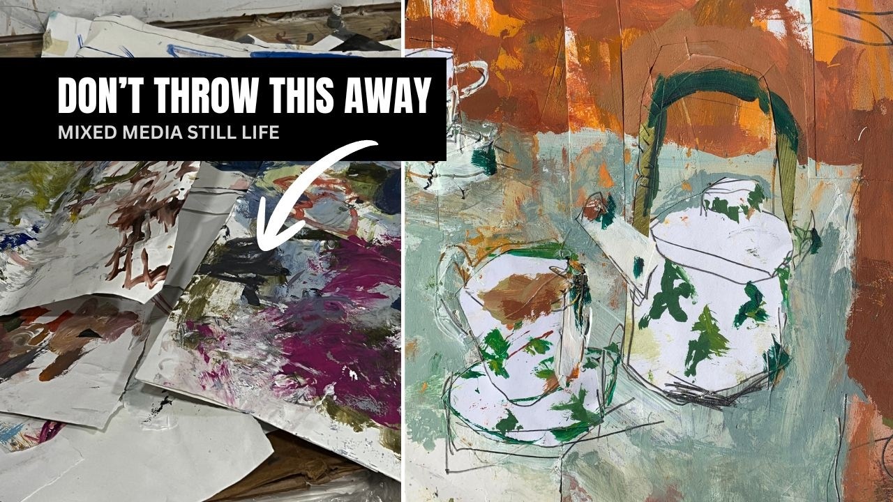 Loose Acrylic Still Life with Collage – Easy Mixed Media Technique