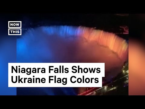 Niagara Falls Lights Up With Ukraine Colors #Shorts